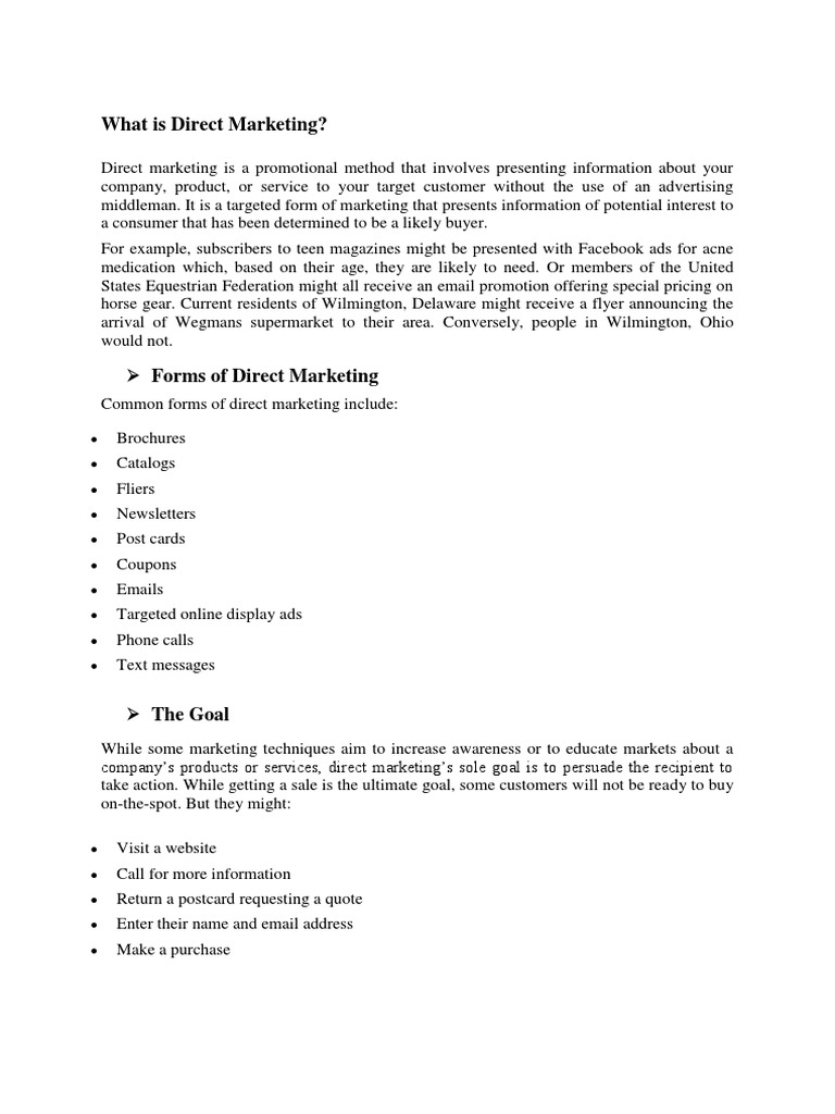 Understanding Direct Marketing Strategies | PDF | Direct Marketing ...