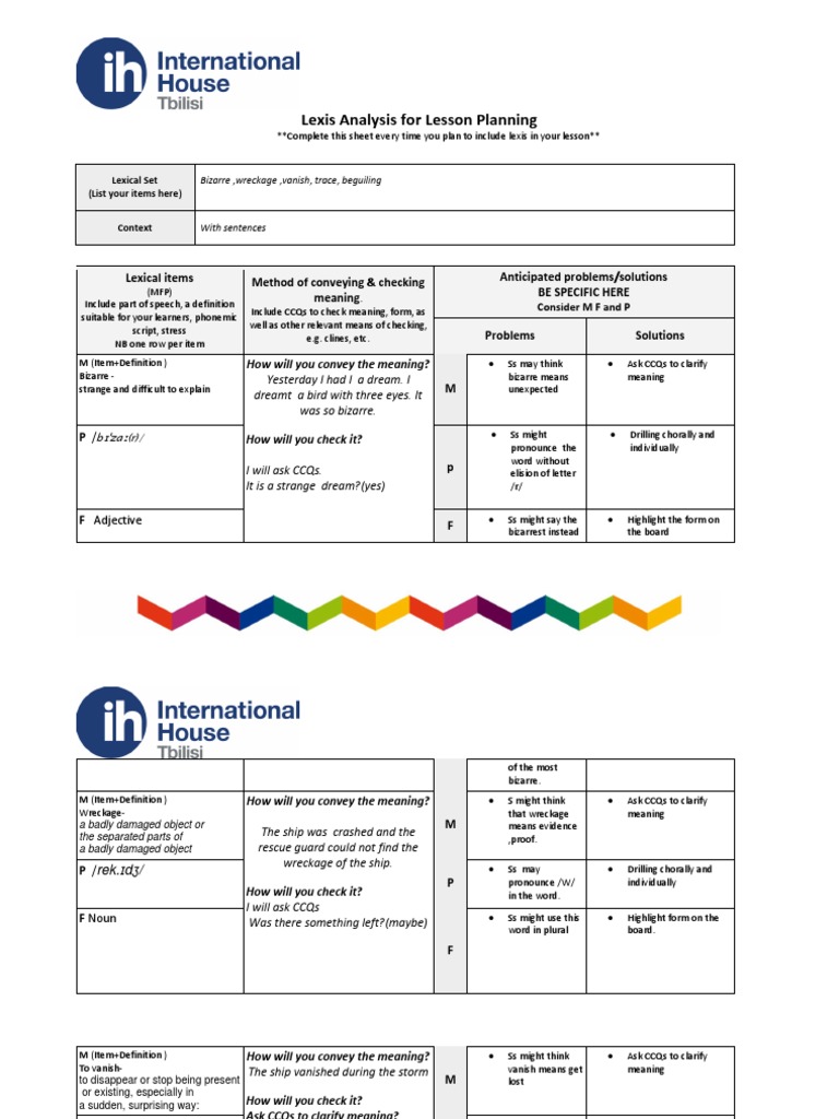 Lexis Analysis For Lesson Planning | PDF | Morphology | Linguistic ...