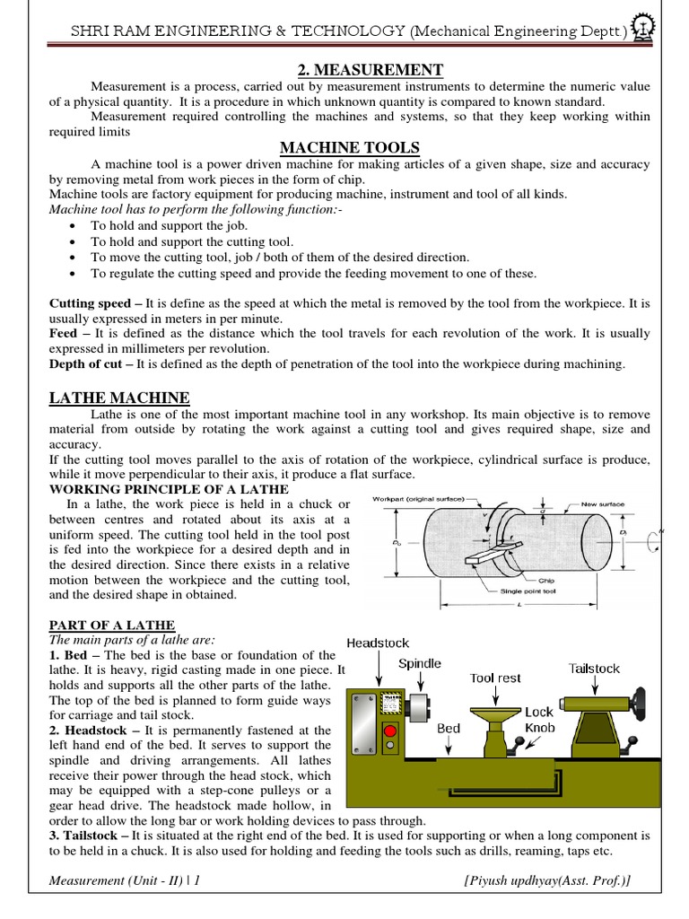 Unit 2 MEASUREMENT (BME) Basic Mechanical ENGINEERING | PDF | Machining ...