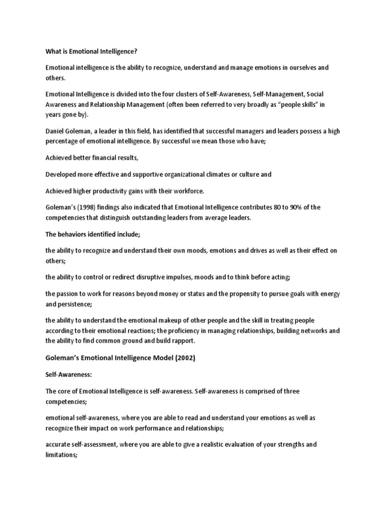 What Is Emotional Intelligence | PDF | Self Awareness | Emotional ...