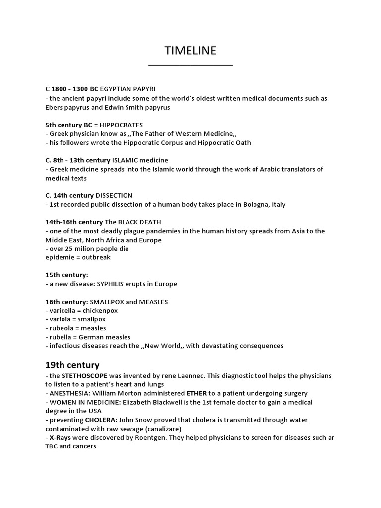 Timeline: 5th Century BC HIPPOCRATES | PDF | Smallpox | Vaccines