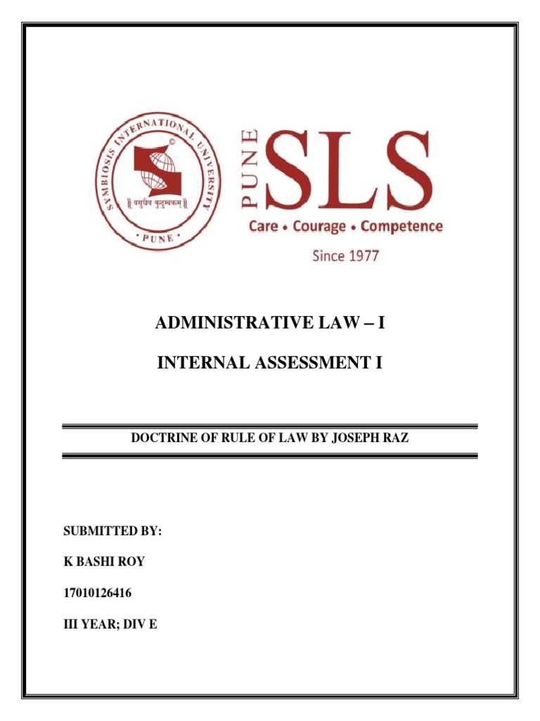 Administrative Law - I Internal Assessment I: Doctrine of Rule of Law ...