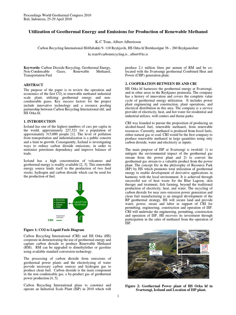 Utilization of Geothermal Energy and Emissions For Production of ...