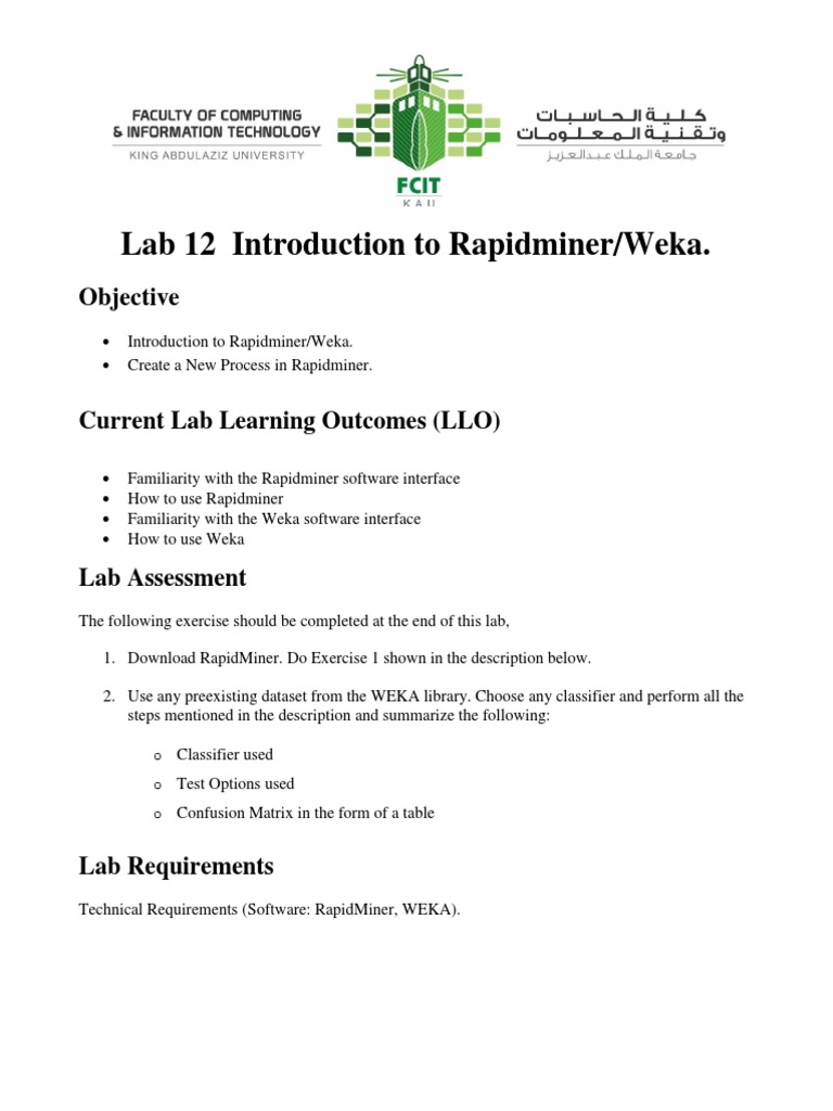 Lab 12 Introduction To Rapidminer/Weka.: Objective | PDF | Statistical Classification | Accuracy ...