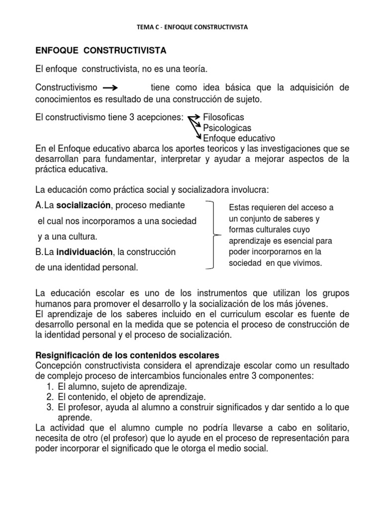 Enfoque Constructivista | PDF | Constructivismo (filosofía de la ...