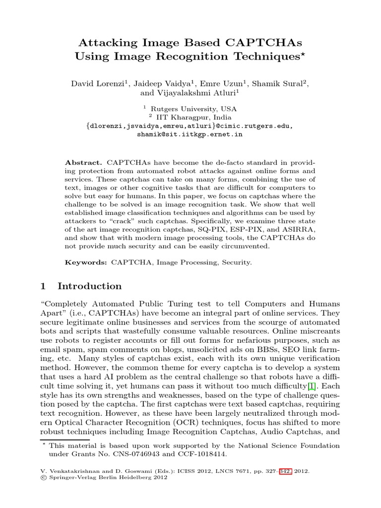 Attacking Image Based Captchas Using Image Recognition Techniques | PDF | Optical Character ...