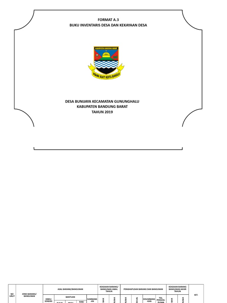 Format A.3 Buku Data Inventaris Desa Dan Kekayaan Desa | PDF