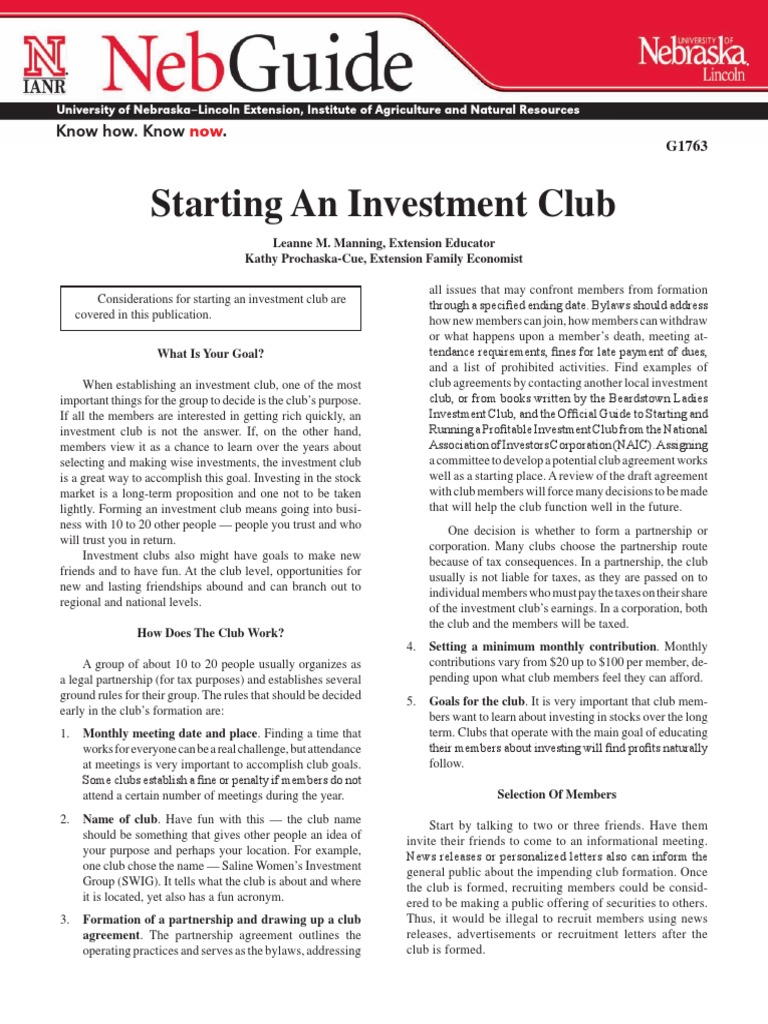 Starting An Investment Club | PDF | Business