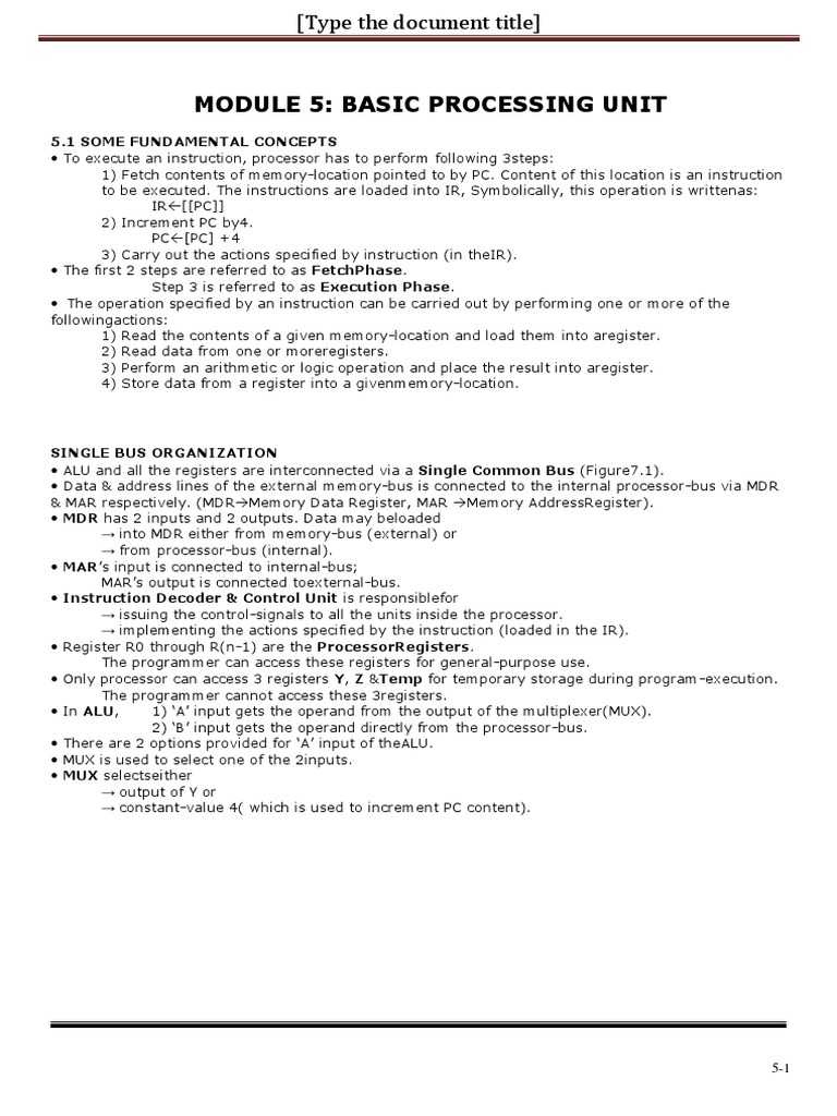 Module 5: Basic Processing Unit: 5.1 Some Fundamental Concepts | PDF | Central Processing Unit ...