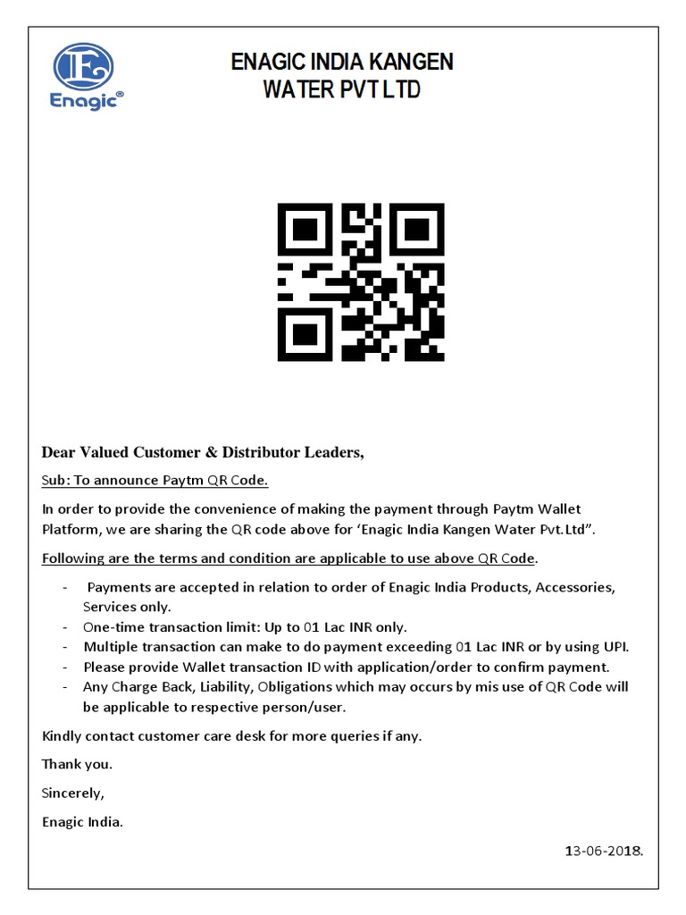 Paytm QR Code for Enagic Payments | PDF
