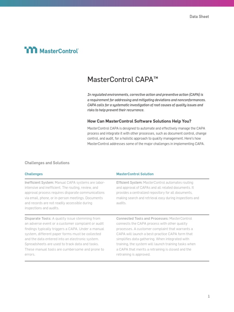 Mastercontrol Capa | PDF | Real Time Computing | Information Technology