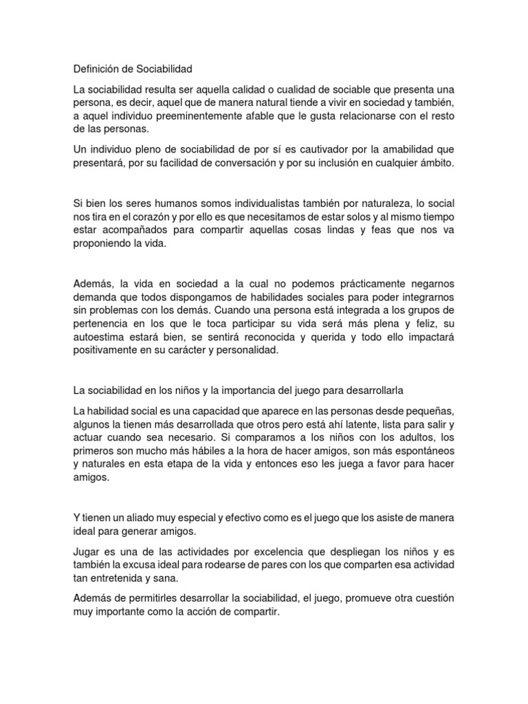 Definición y significado de sociabilidad | PDF | Socialización | Soledad