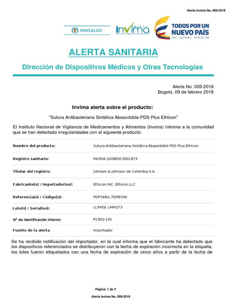 009-2018-Sutura Antib Absorb PDS Plus Ethicon | PDF | Dispositivo ...