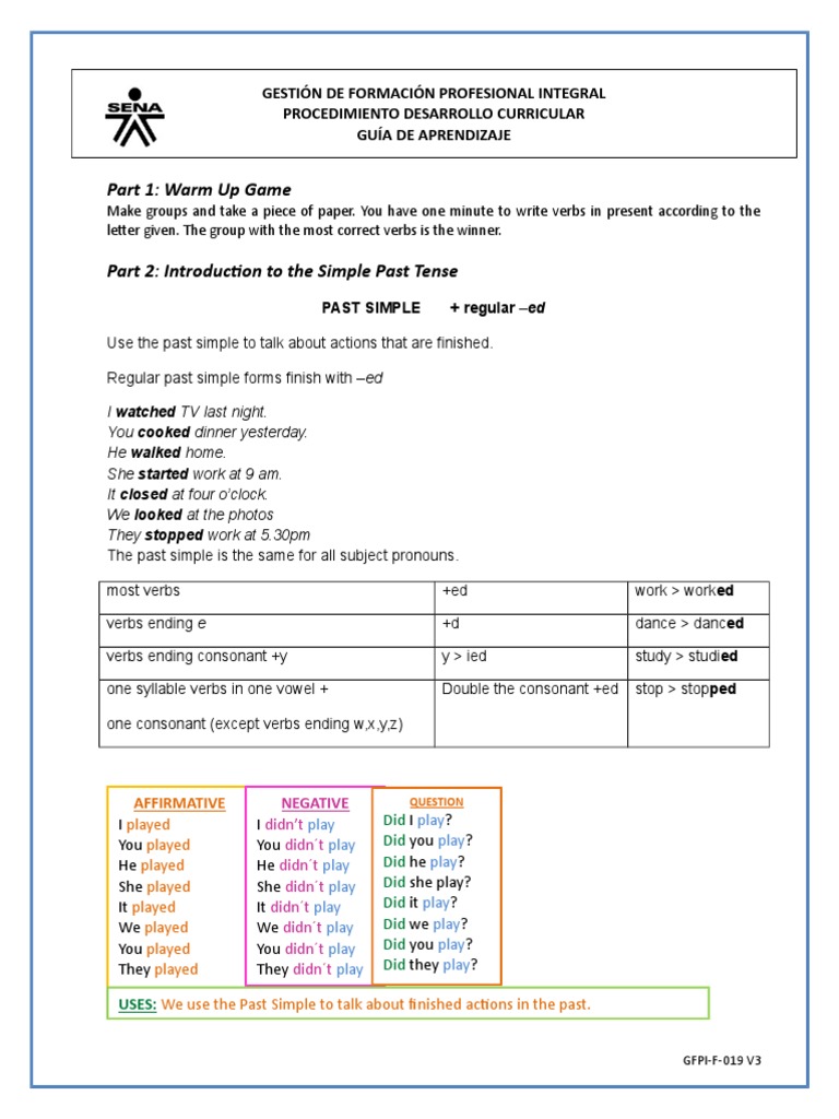 Part 1: Warm Up Game: Gestión de Formación Profesional Integral ...