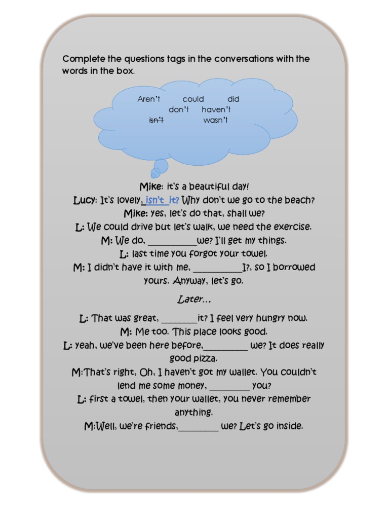 Tag Questions Dialogue | PDF