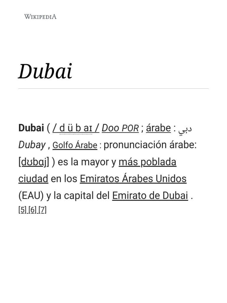 Dubai - Wikipedia | PDF | Emiratos Árabes Unidos | Dubai