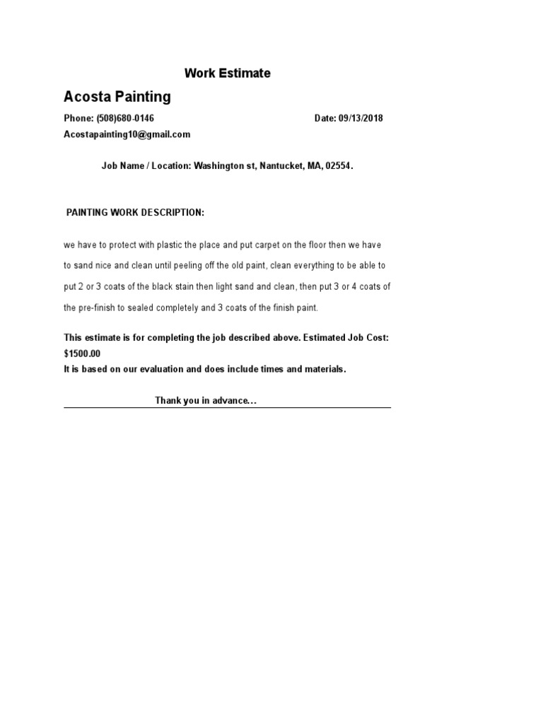 Work Estimate | PDF