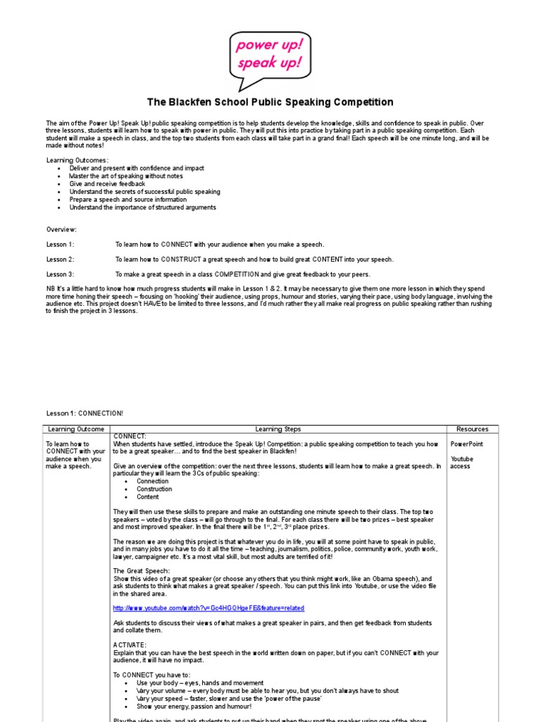 The Blackfen School Public Speaking Competition: Learning Outcomes ...