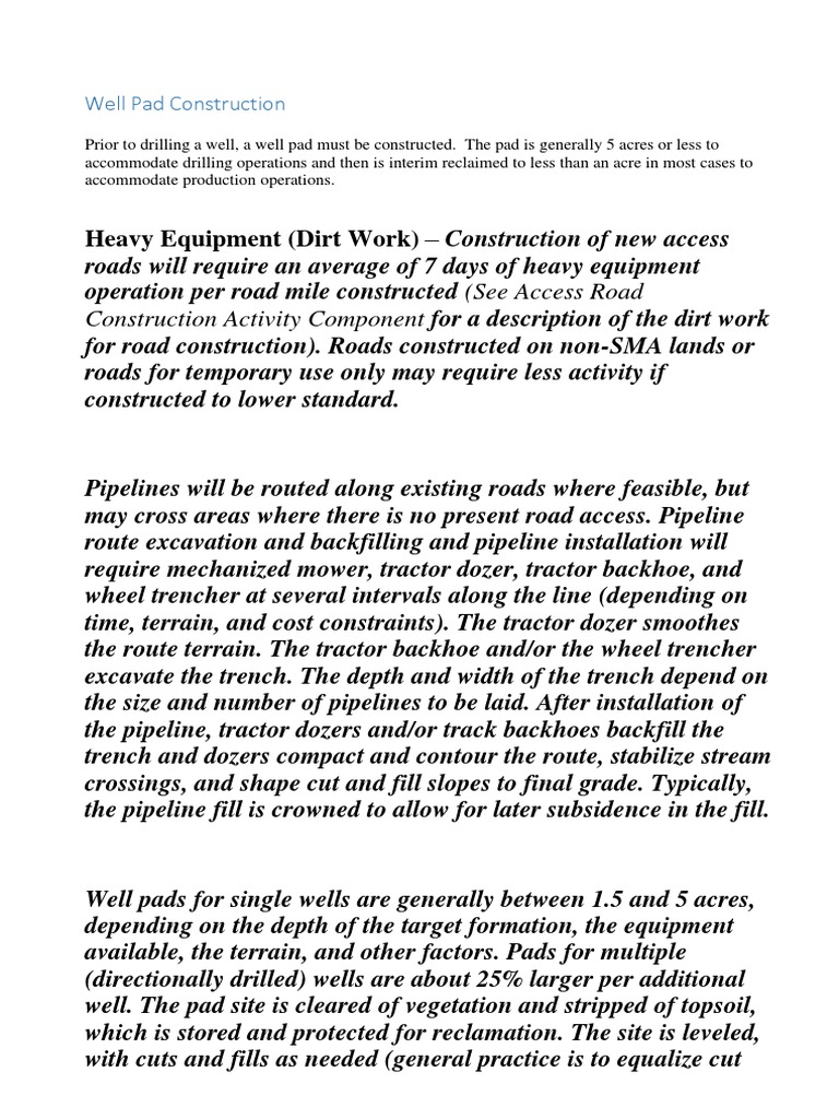 Well Pad Construction - Summary | PDF | Blowout (Well Drilling) | Oil Well