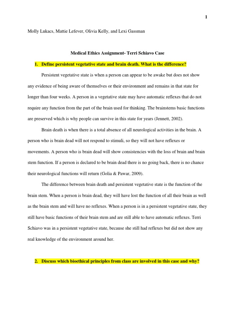 Medical Ethics Terri Schiavo Group 1 | PDF | Medicine
