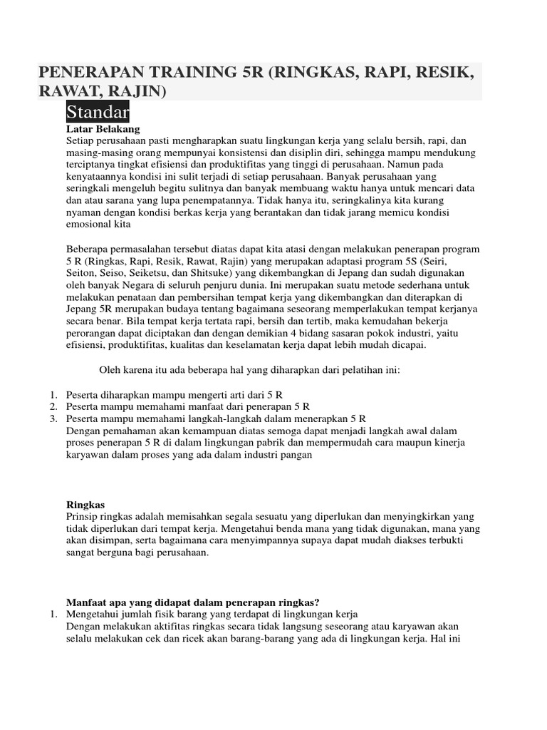 Training 5 R | PDF | Karier & Perkembangan | Seni