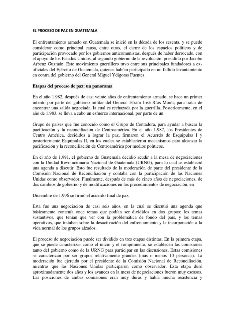Proceso de Paz en Guatemala: Etapas Clave | PDF | Guatemala ...