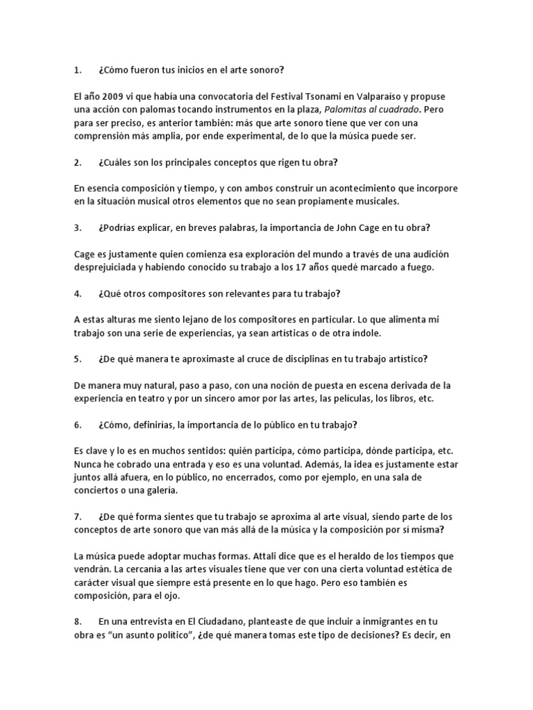 Entrevista de Arte Al Límite A Sebastián Jatz Rawicz | PDF | Artes ...