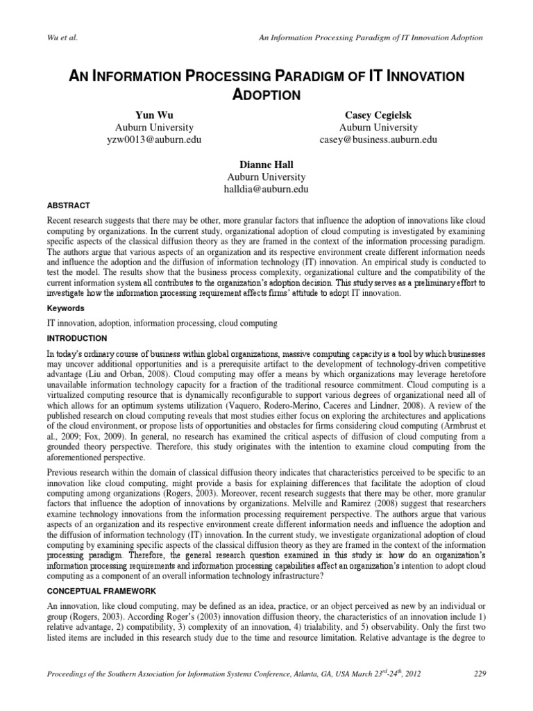 A I P P IT I A: N Nformation Rocessing Aradigm of Nnovation Doption | PDF | Survey Methodology ...