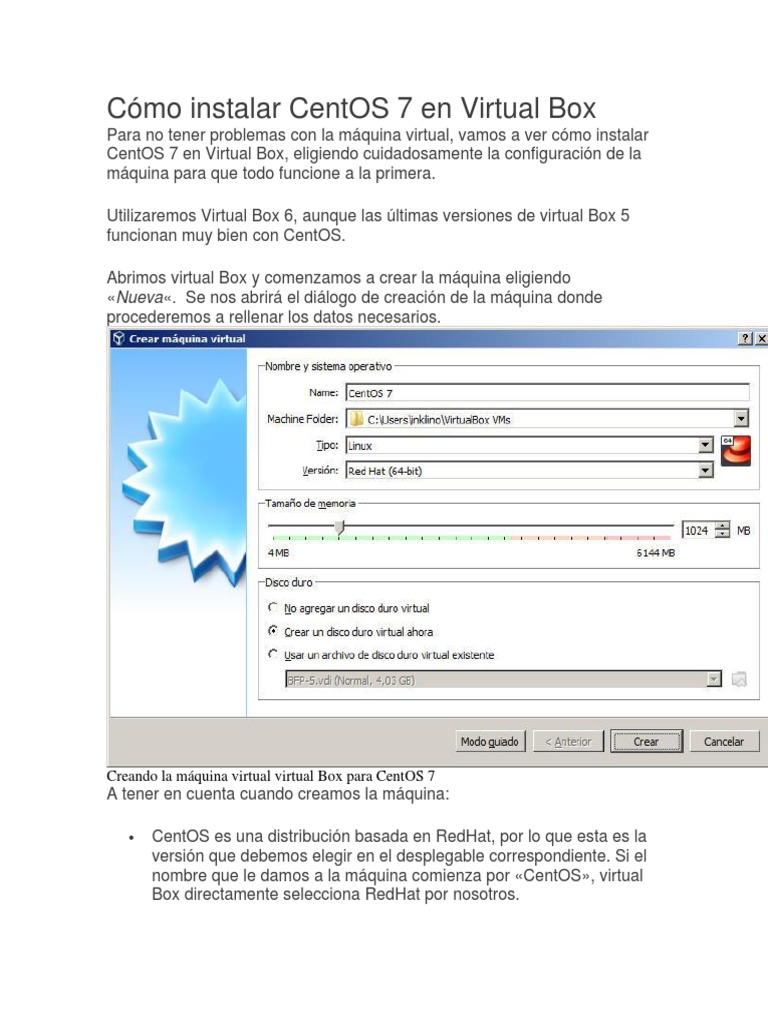 Cómo Instalar CentOS 7 en Virtual Box | PDF | Arranque | Usuario (informática)