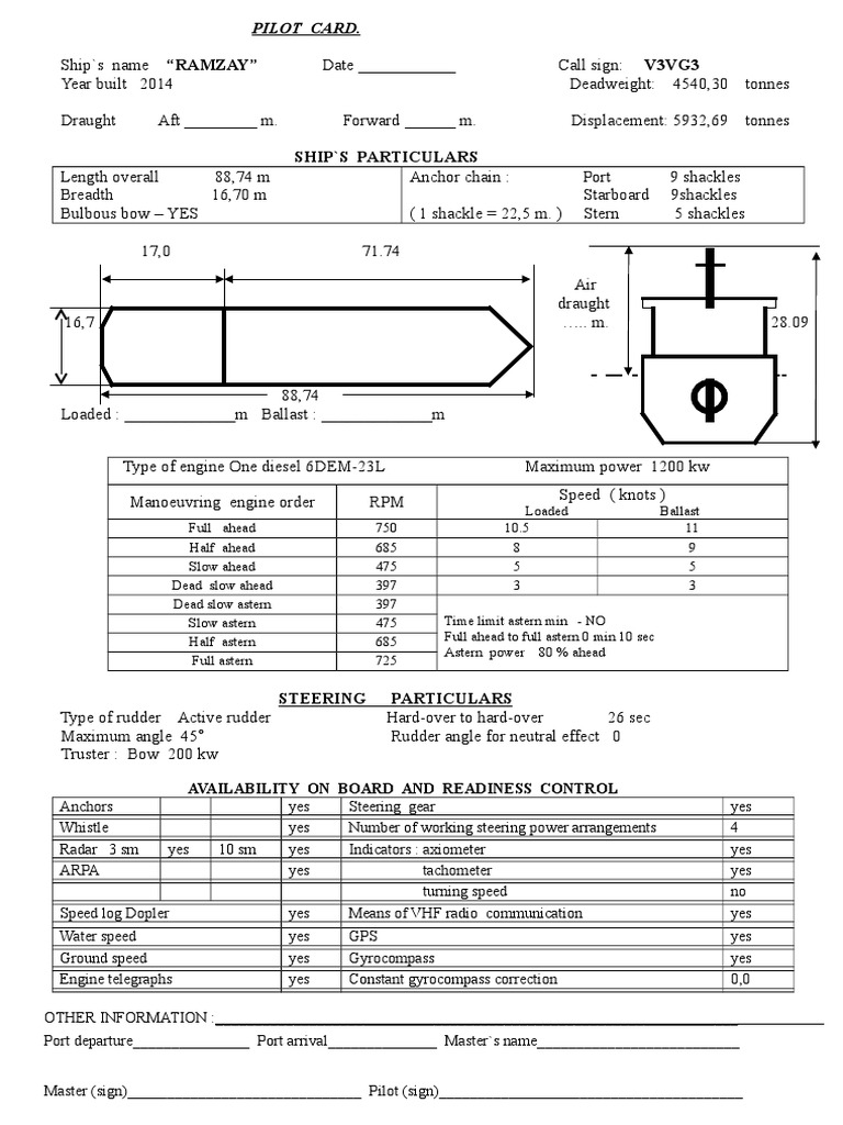 Pilot Card Form | PDF | Rudder | Water Transport