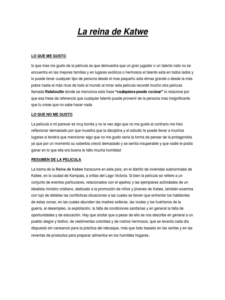 La Reina de Katwe | PDF