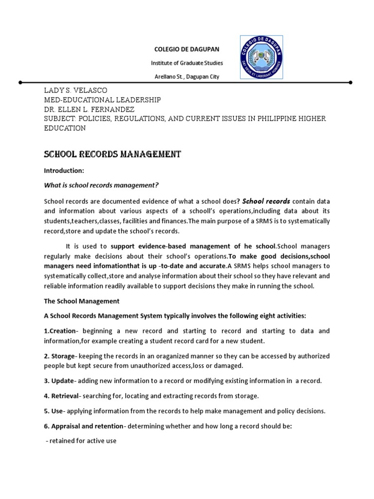 What Is School Records Management? | PDF | Records Management | Teachers