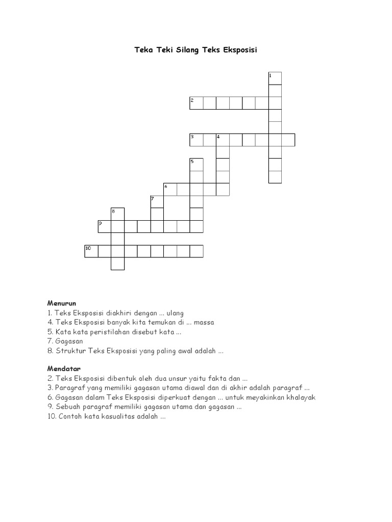 Teka Teki Silang Teks Eksposisi | PDF