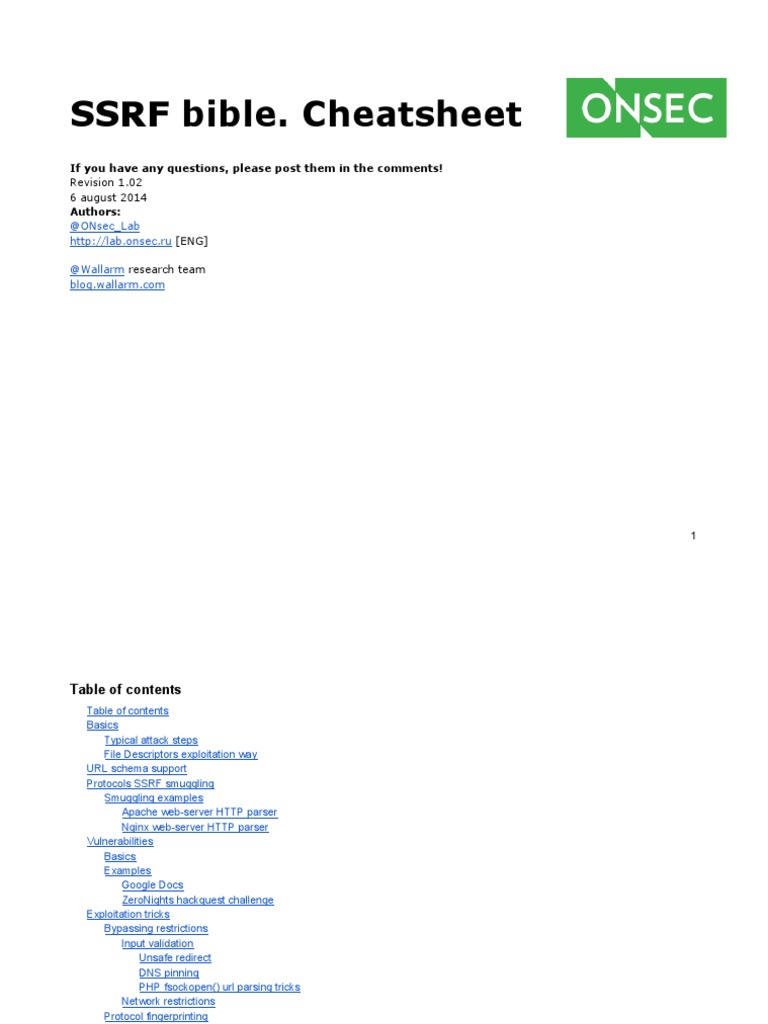 SSRF Bible. Cheatsheet: If You Have Any Questions, Please Post Them in ... SSRF Bible. Cheatsheet: If You Have Any Questions, Please Post Them in ...