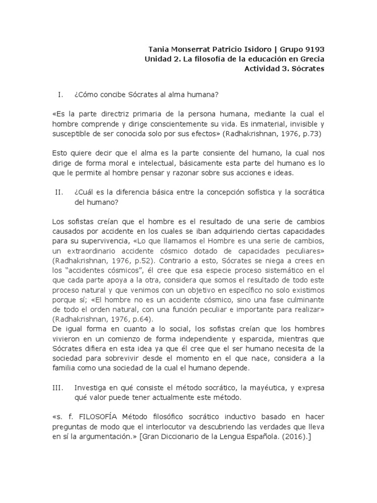 Actividad 3: Filosofía de Sócrates | PDF | Sócrates | Epistemología