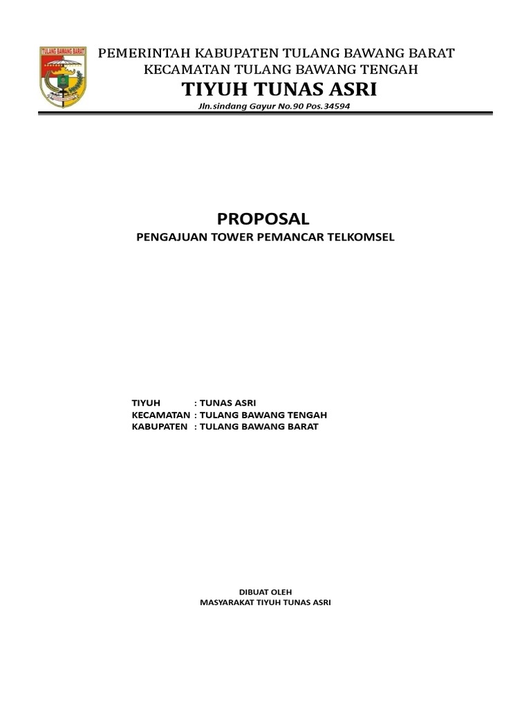 Proposal Tower Telkomsel Tiyuh Asri | PDF