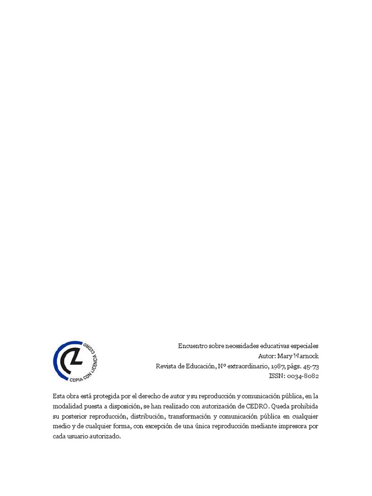 Informe Warnock | PDF | Educación especial | Hospital