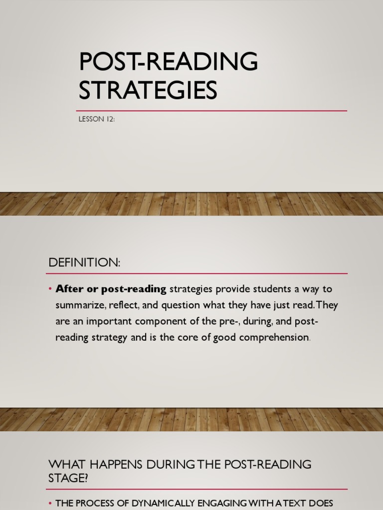 Post Reading Strategies | PDF | Reading Comprehension | Pedagogy