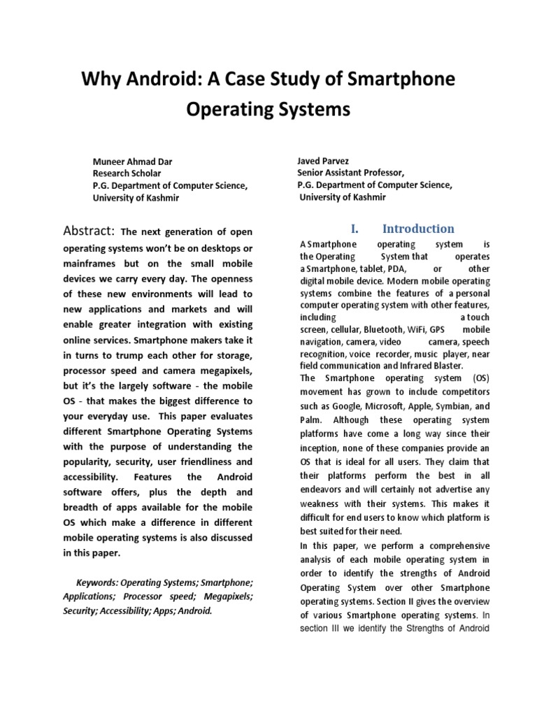 Why Android: A Case Study of Smartphone Operating Systems: Abstract | PDF | Android (Operating ...