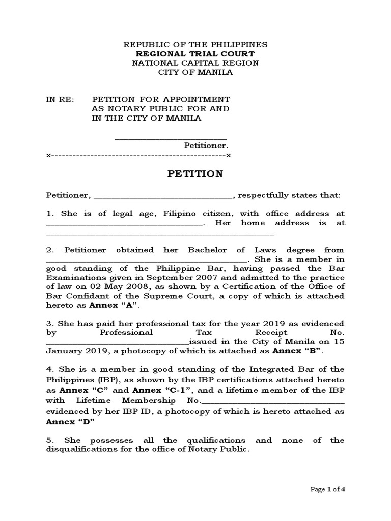 Petition For Notarial Commission | PDF | Notary Public | Common Law