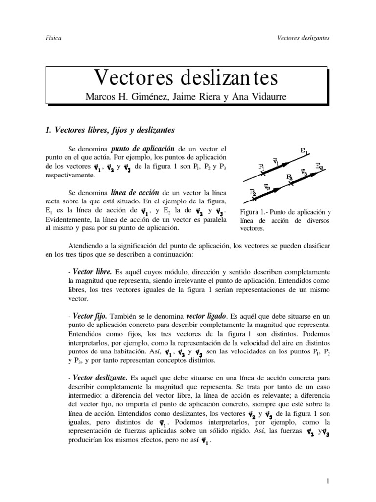 Vectores Deslizantes | PDF | Vector Euclidiano | Espacio vectorial