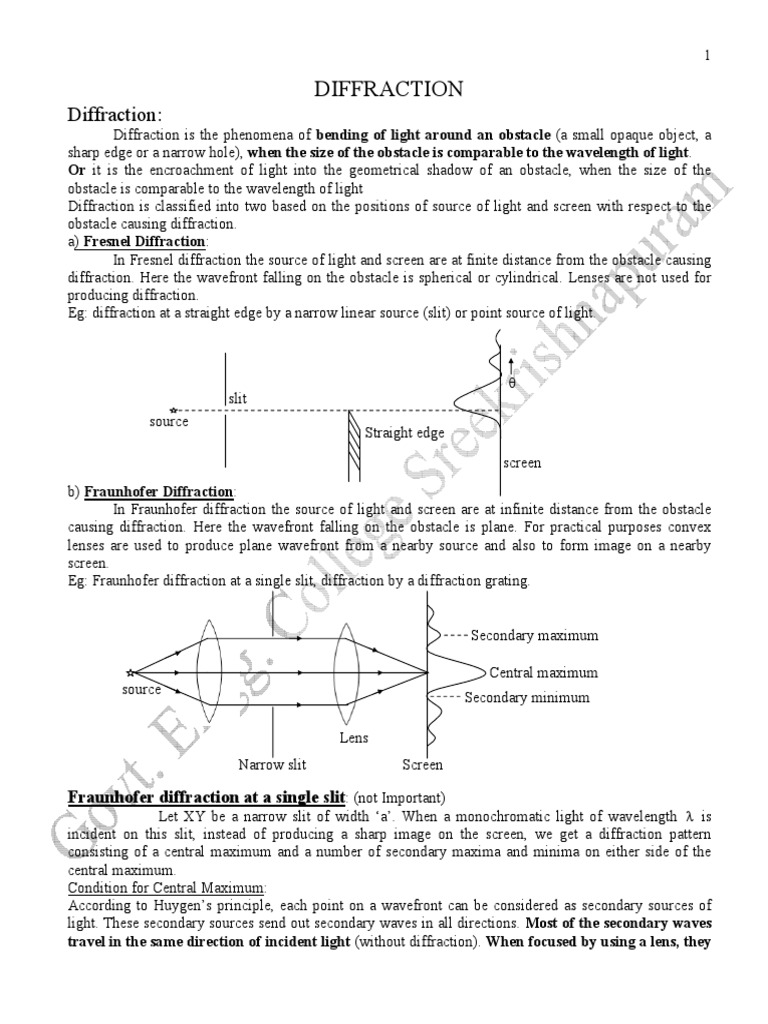 Diffraction Pdf Diffraction Angular Resolution