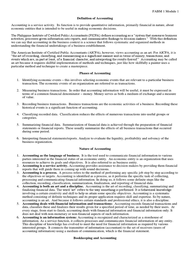 Fabm1 Module 1 | PDF | Accounting | Balance Sheet