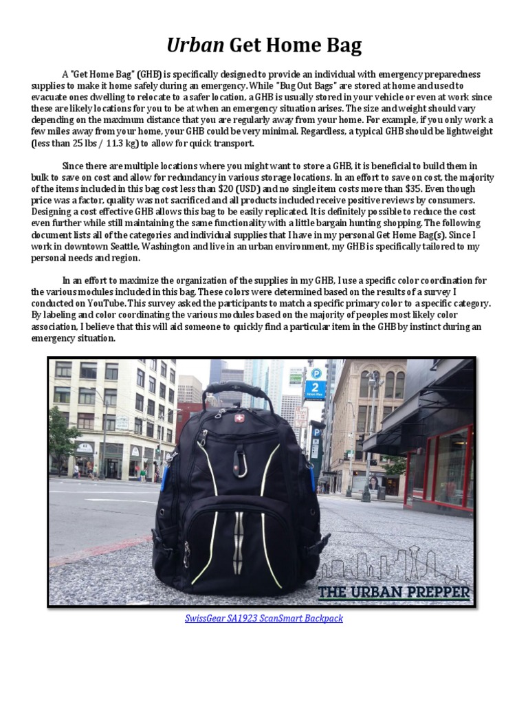 Urban Get Home Bag - Theurbanprepper | PDF | Foods | Hygiene