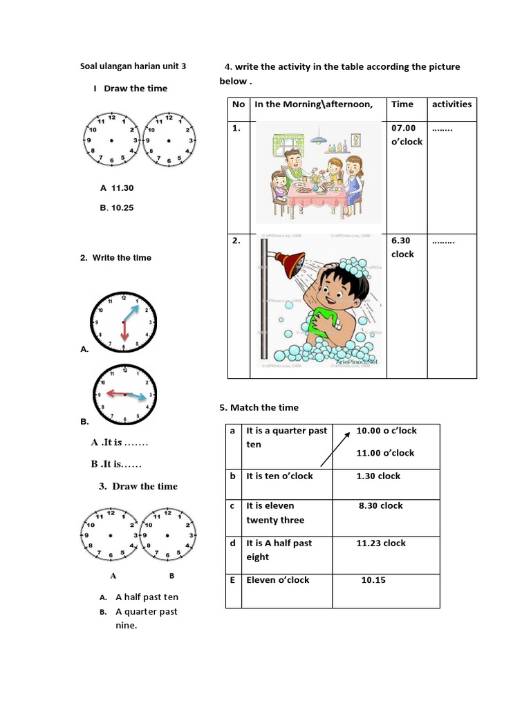 Daily Quiz: Telling Time Activities | PDF