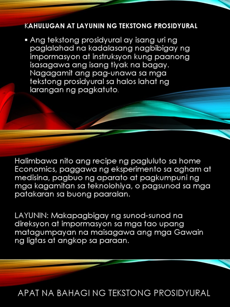 Kahulugan at Layunin Ng Tekstong Prosidyural