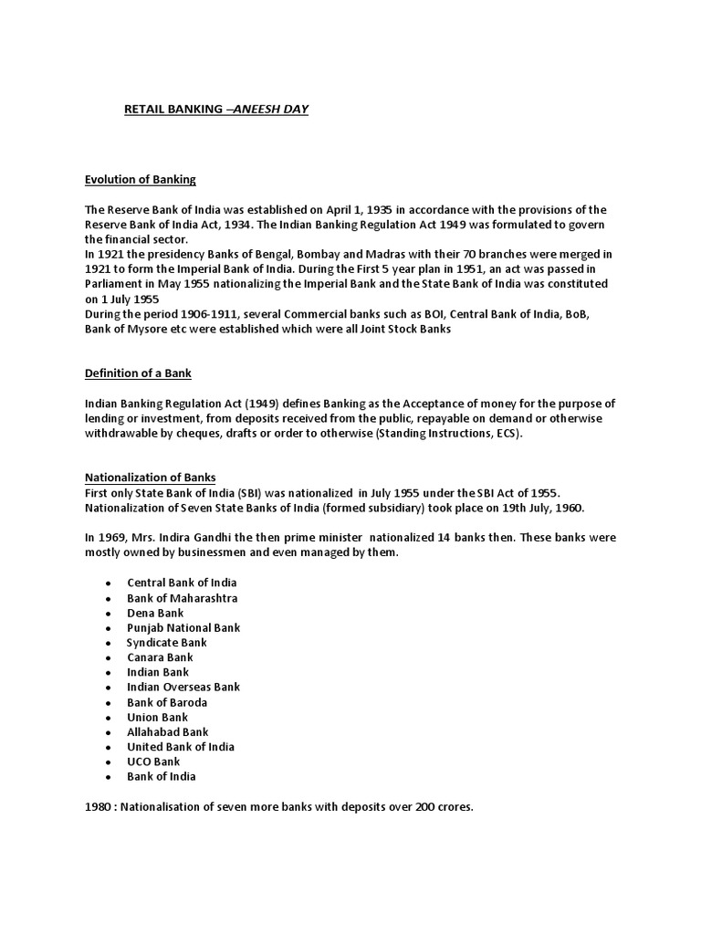 Evolution of Retail Banking in India | PDF | Reserve Bank Of India | Banks