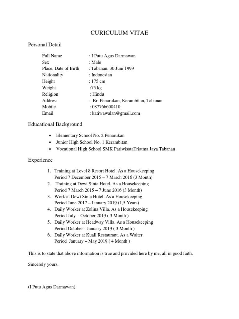 CV Agus Darmawan | PDF