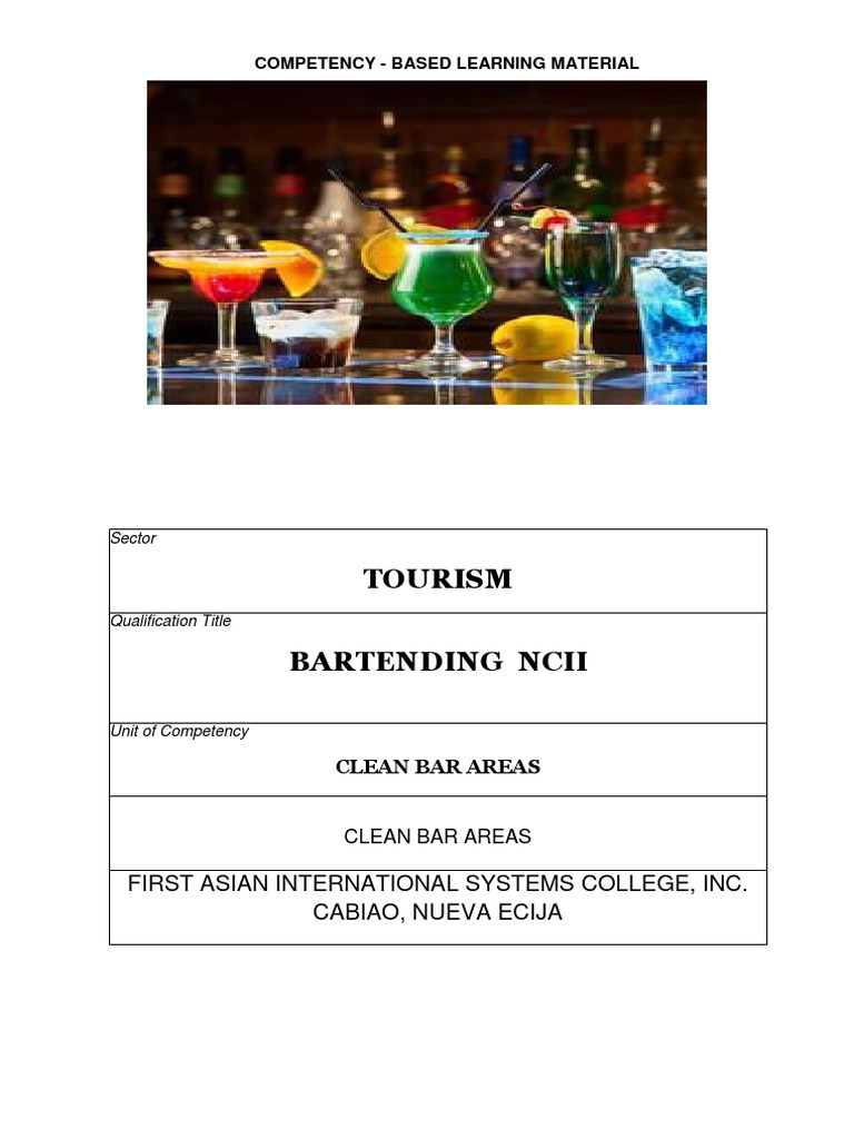 CBLM Bartending Ncii # 1 & 4a | PDF | Waiting Staff | Tableware