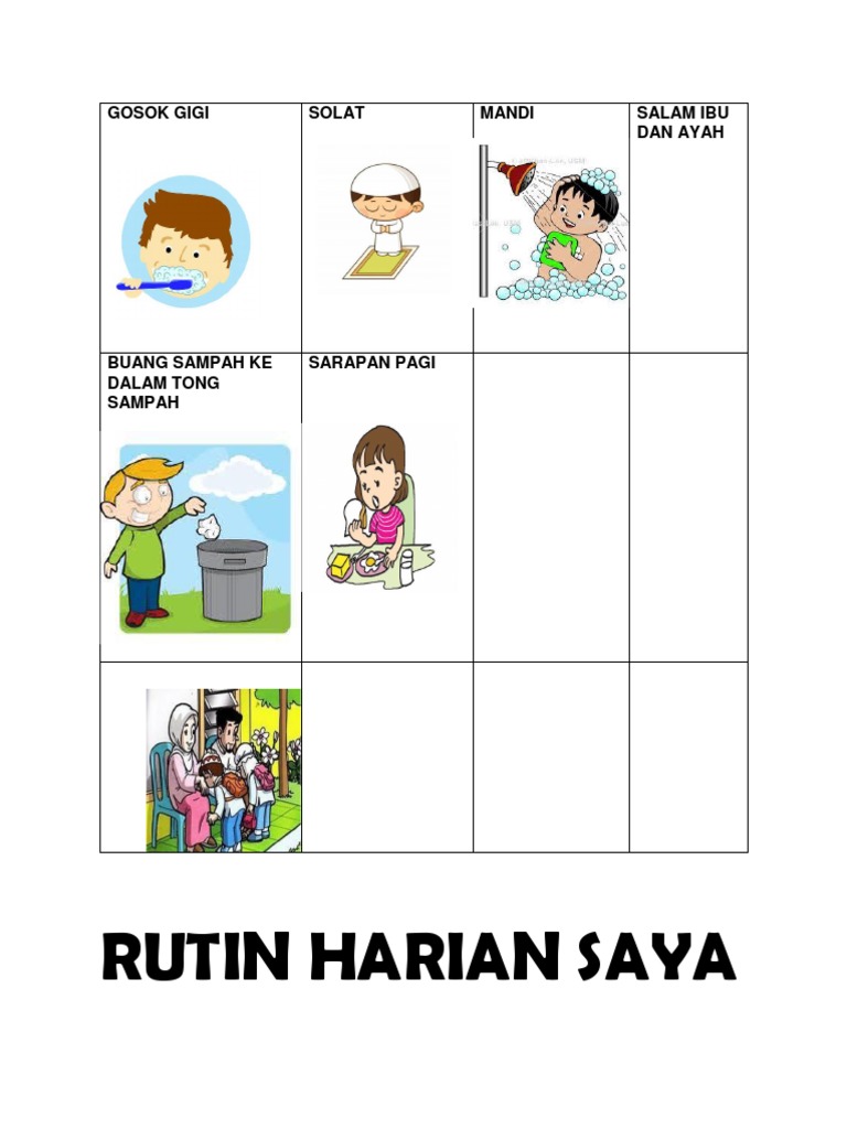 Rutin Harian Saya: Gosok Gigi Solat Mandi Salam Ibu Dan Ayah | PDF